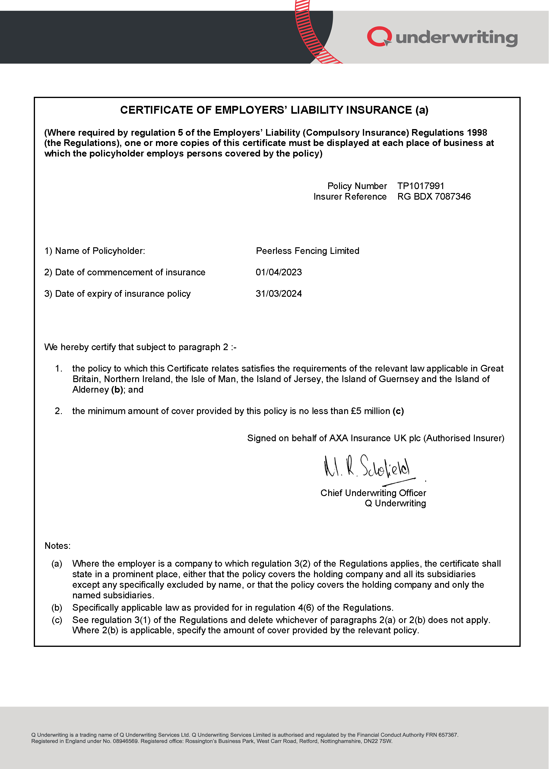 Accreditations and Certifications – Peerless Fencing Limited